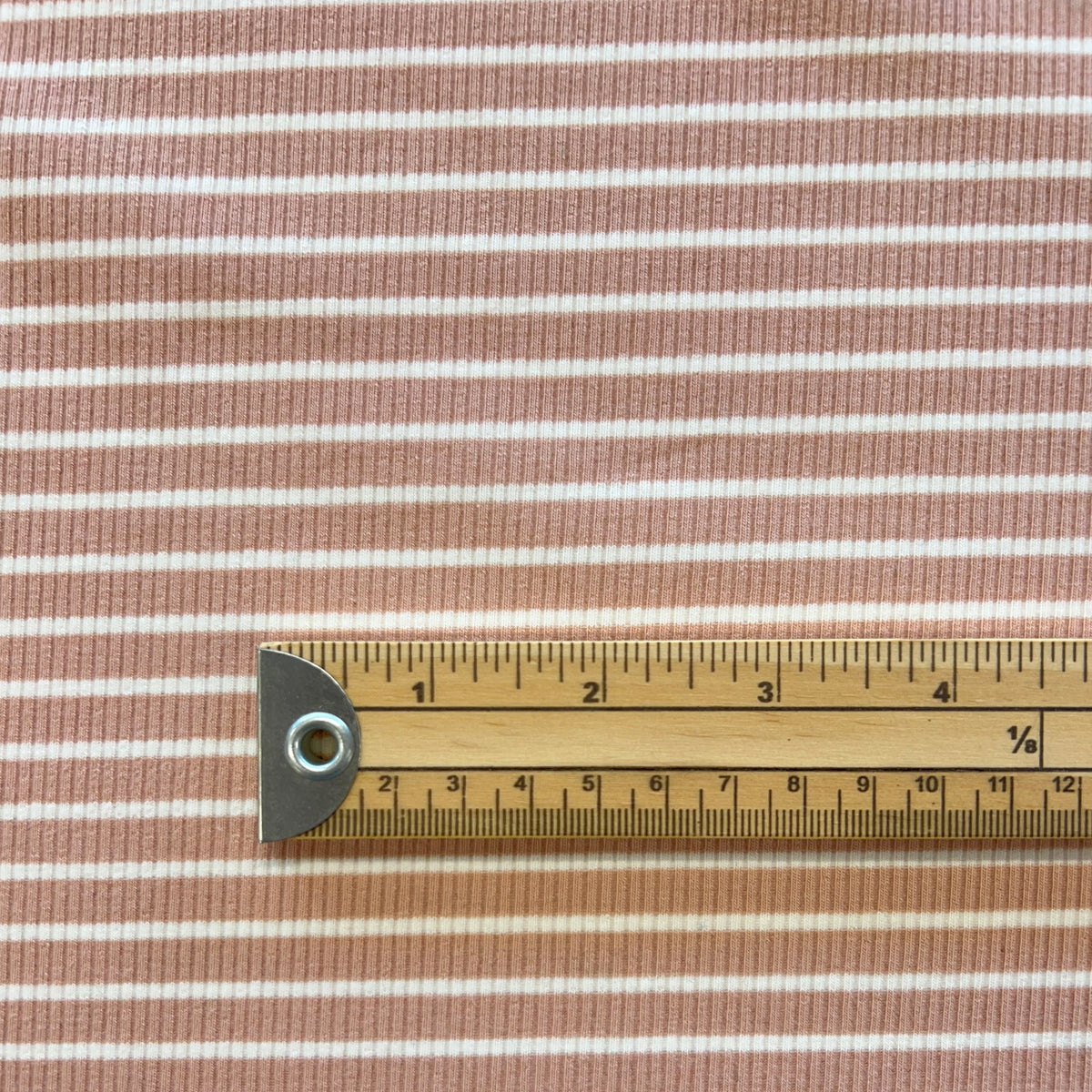 Cotton Spandex Striped Rib - Dusky & White – Fabric Box