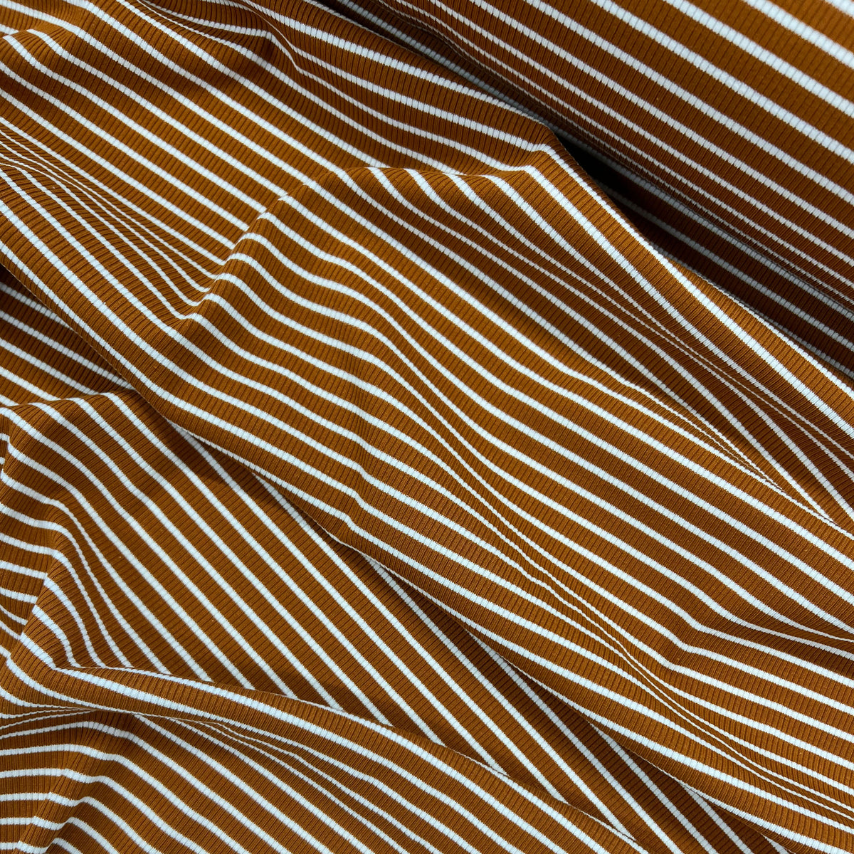 Cotton Spandex Striped Rib - Ginger & White – Fabric Box