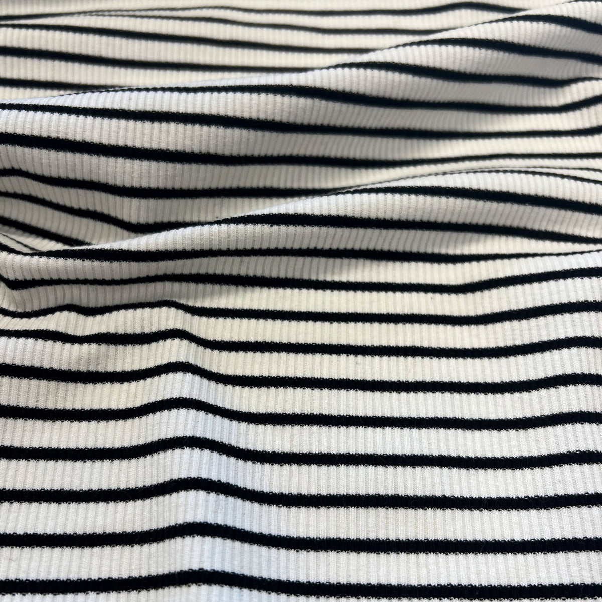 Cotton Spandex Striped Rib - White & Black – Fabric Box