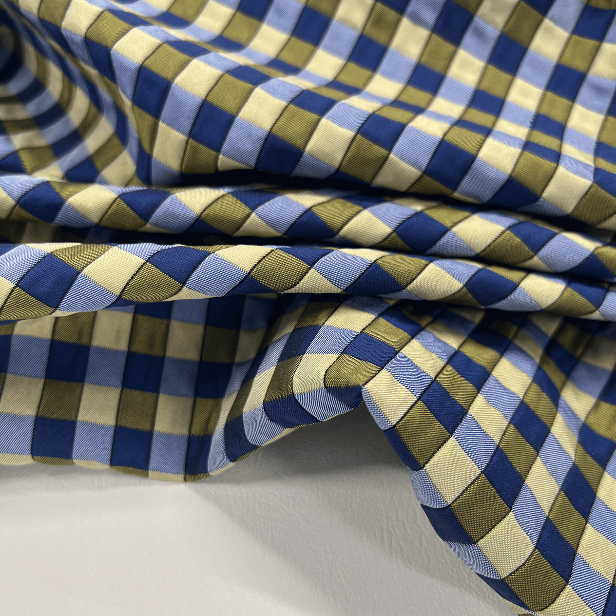 Bomber Jacquard Check Deadstock - Navy & Pistachio – Fabric Box