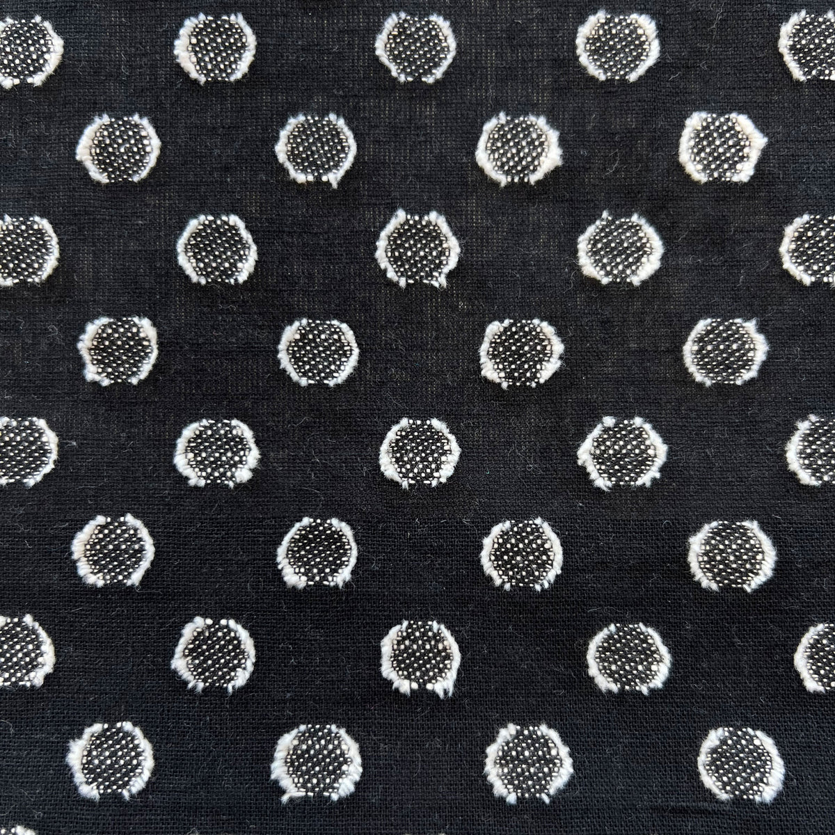 Linen Cotton Clipped Spot Jacquard - Black – Fabric Box