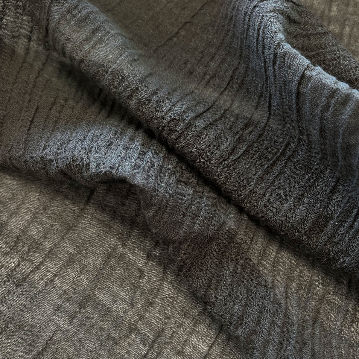 Washed Linen Crinkle Gauze - Khaki – Fabric Box