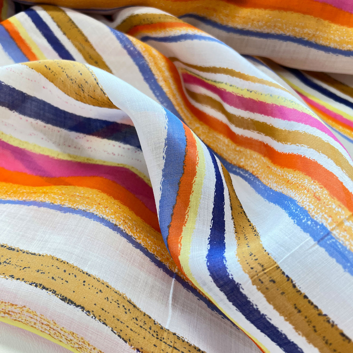 Lollipop Stripe Linen Voile Print - Multi – Fabric Box