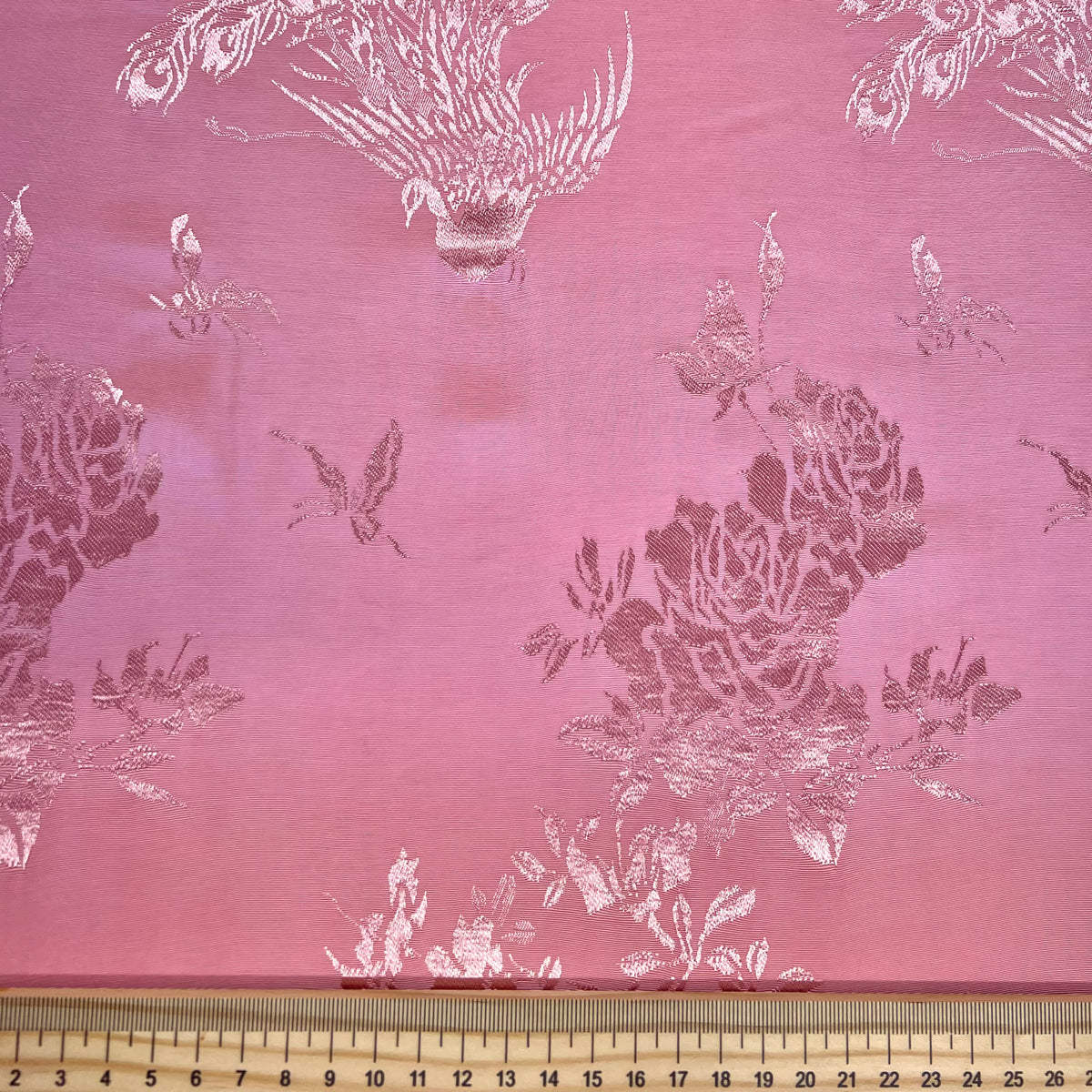Peacock Jacquard Satin Deadstock - Dusky Pink – Fabric Box